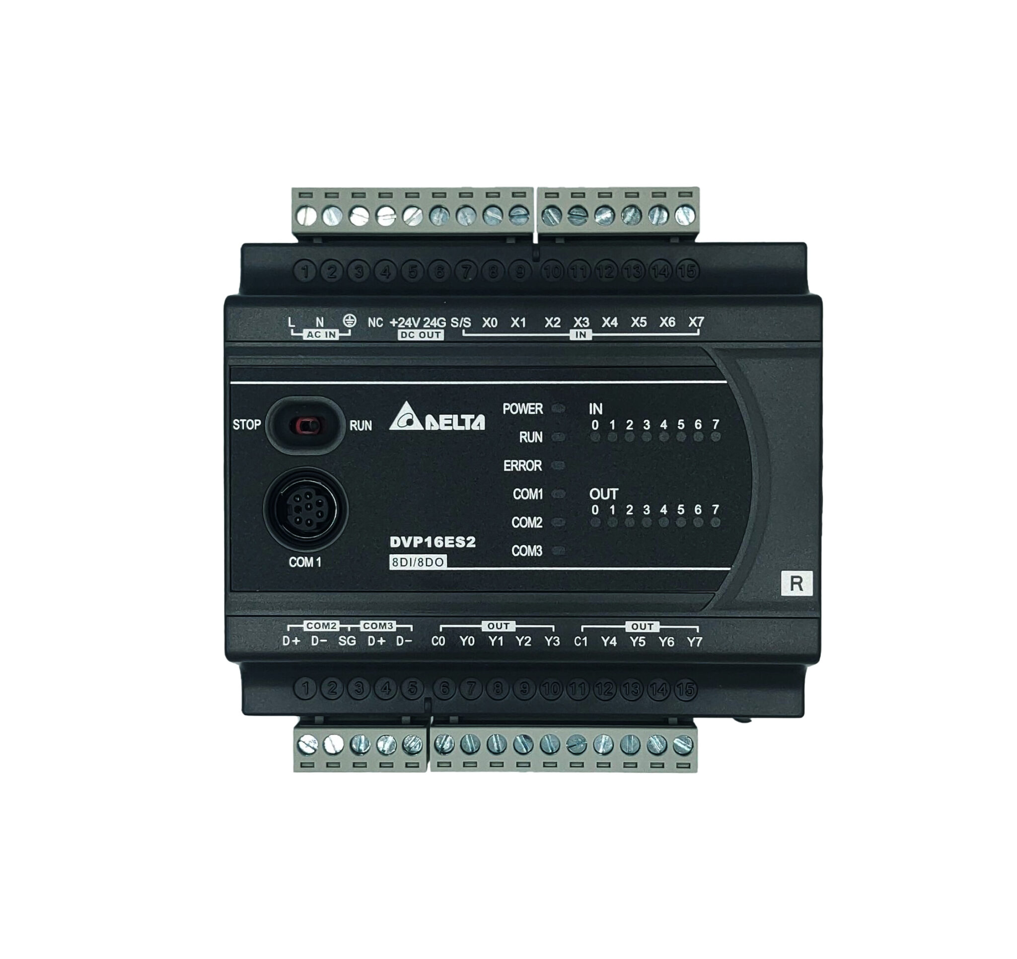 Delta PLC DVP16ES200R 8I/8O, AC Power-In, Relay Output - Intech Delta System