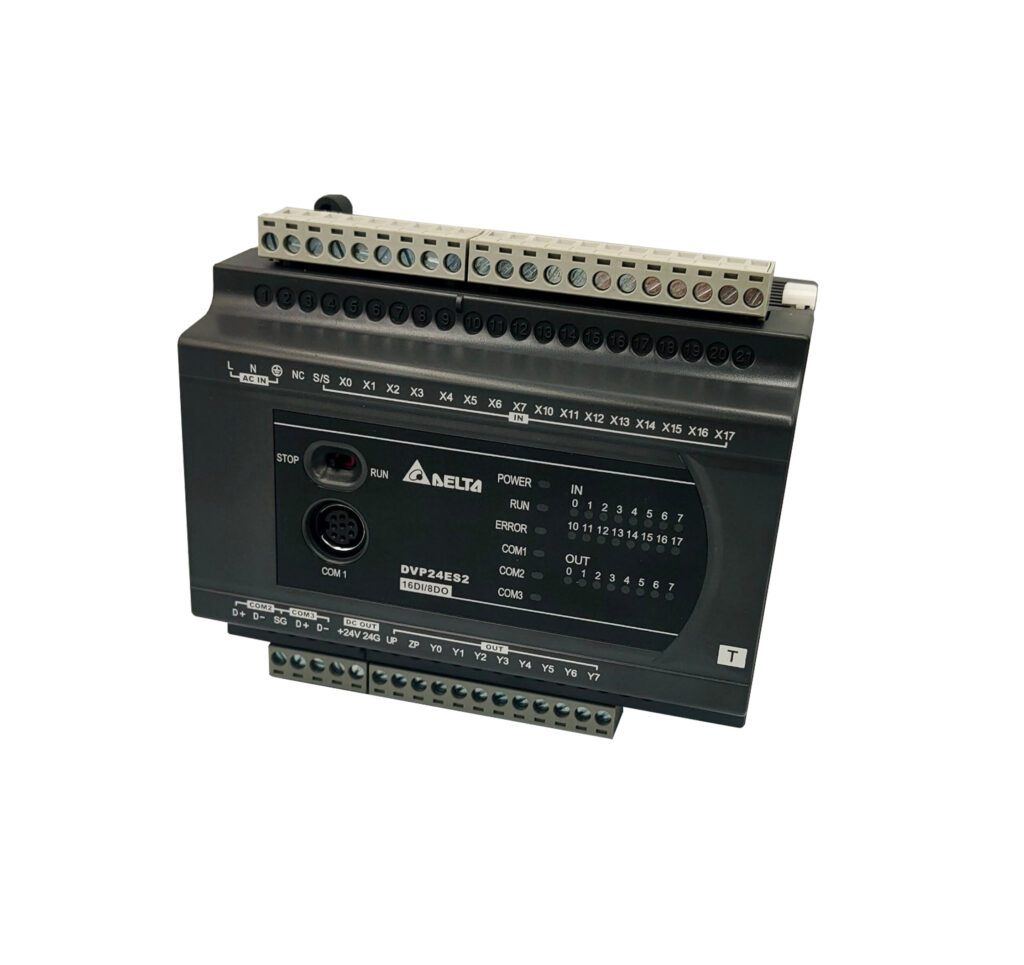 Delta PLC DVP24ES200T 16I/8O, AC Power-In, Transistor Output, 2-Axis ...